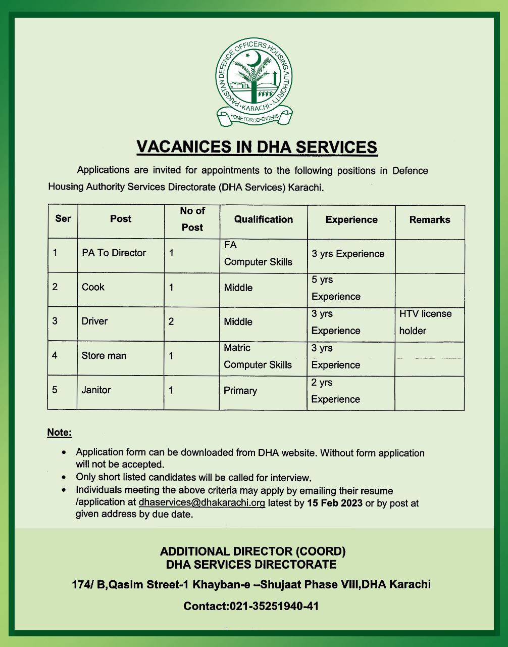 Jobs – DHA Karachi